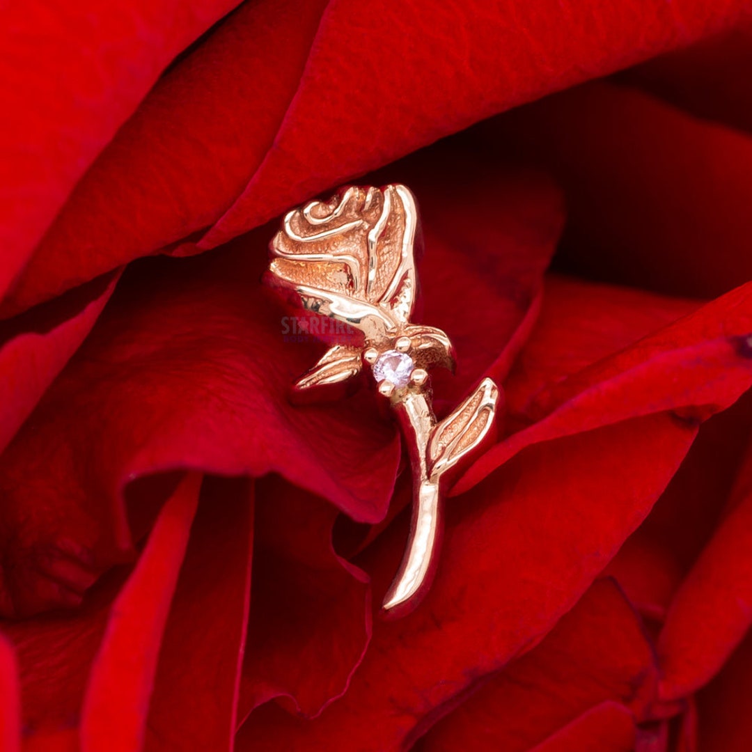 BVLA jess Rose Threaded End in Gold With Light Pink Sapphire - Etsy