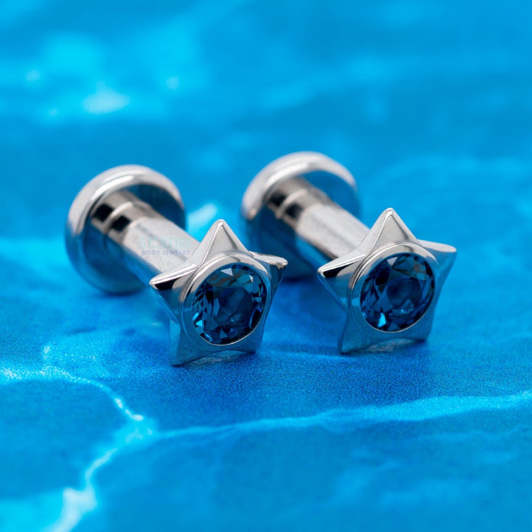 Anatometal Gem Star Plugs With Brilliant-cut Gem - London Blue - Etsy