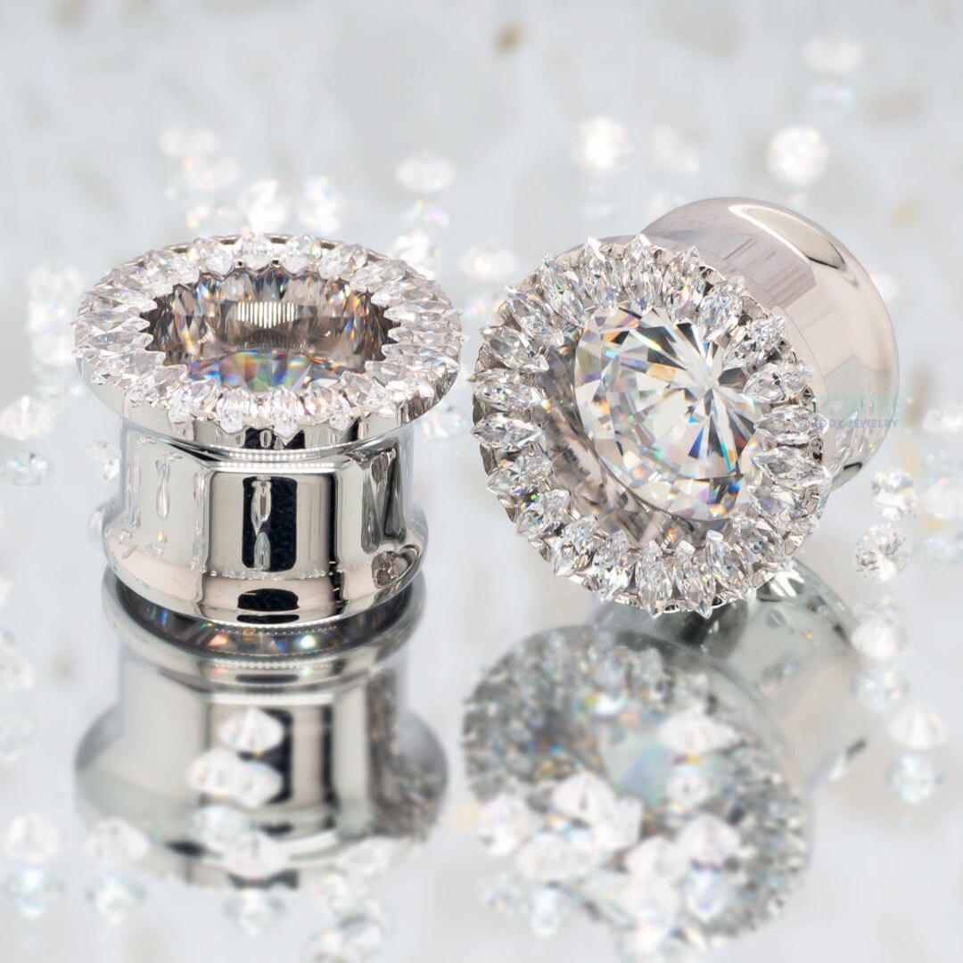 Anatometal Super Marquise Plugs Eyelets With Brilliant-cut Gems Cubic ...