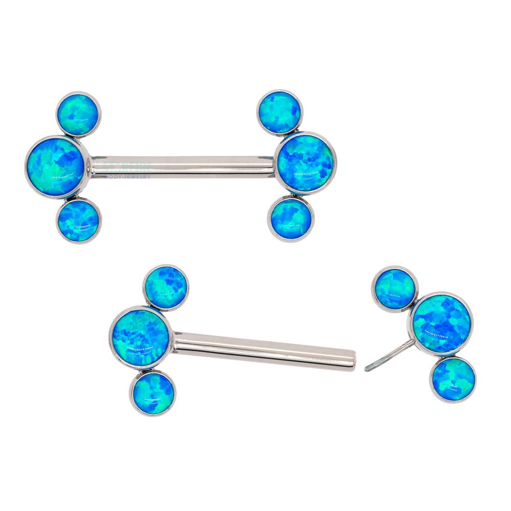 Anatometal Threadless 3 Bezel Arc With Opal Cabochon Side set Nipple Barbells Pair Etsy