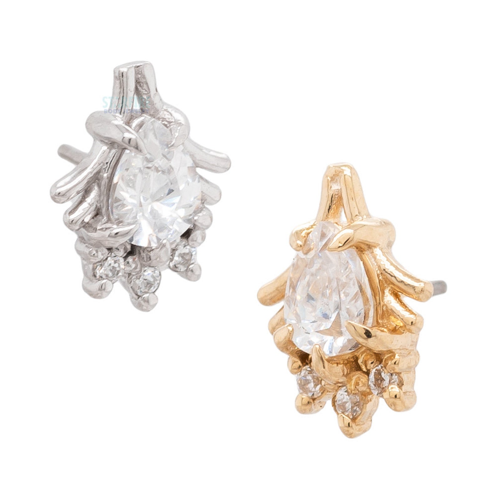 Tawapa Threadless: "rosemary" Pin in Gold With Gemstones - Etsy