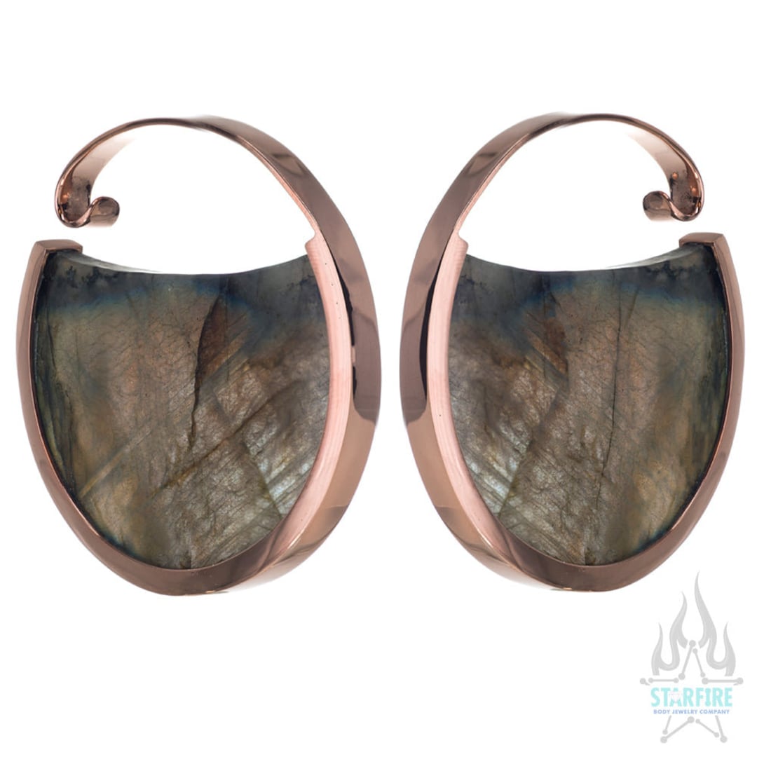 Buddha Jewelry Muse Hoop Weights Large - Rose Gold + Labradorite - Etsy