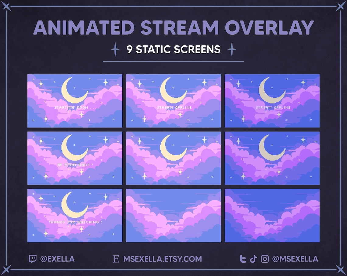 Starry Sky Animated Customizable Stream Overlay Pack Pixel - Etsy