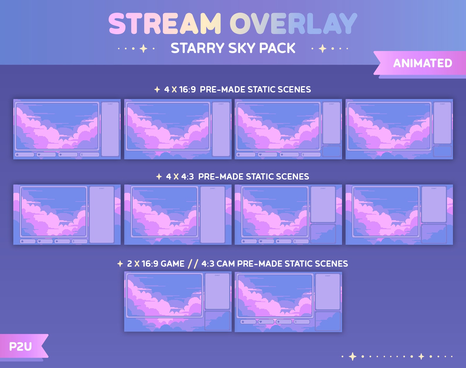 Starry Sky Animated Customizable Stream Overlay Pack - Etsy