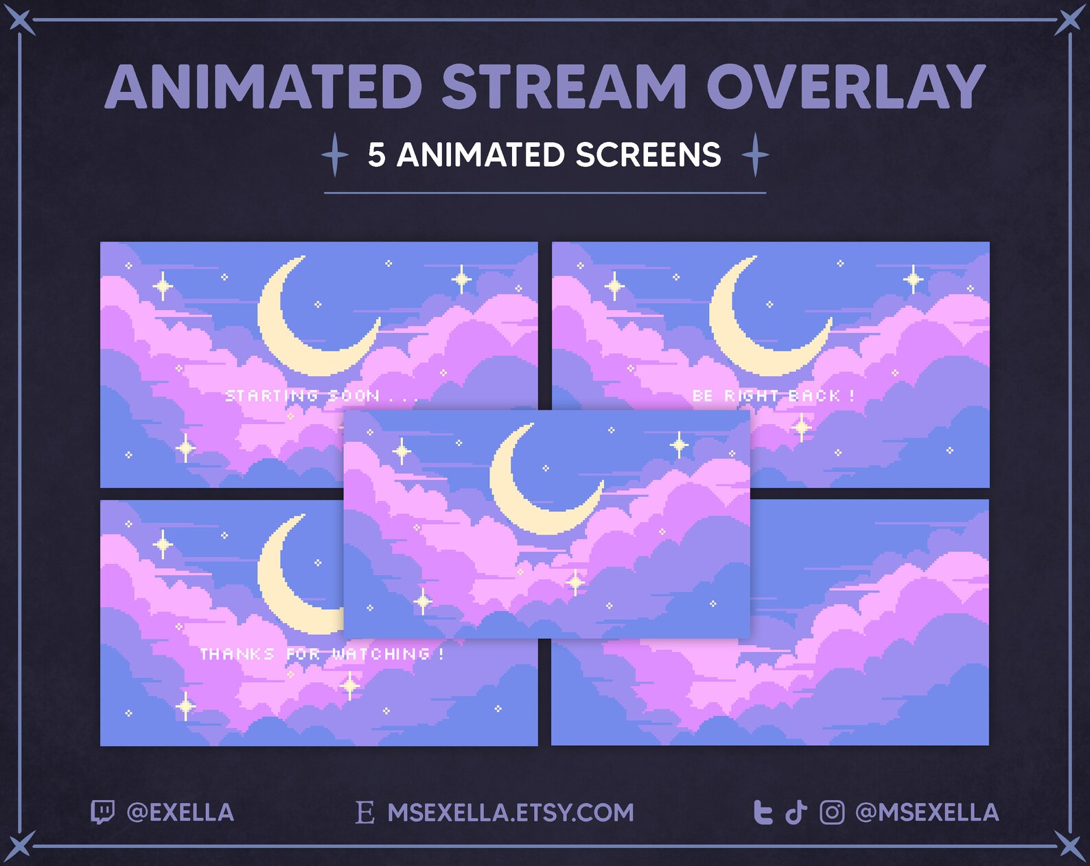Starry Sky Animated Customizable Stream Overlay Pack Pixel - Etsy