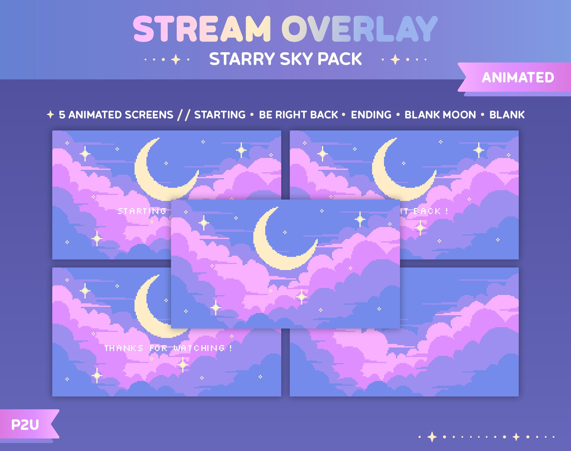 Starry Sky Animated Customizable Stream Overlay Pack Pixel - Etsy Australia