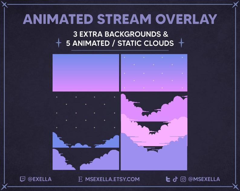 Starry Sky Animated Customizable Stream Overlay Pack Pixel - Etsy