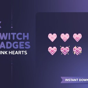 Pink Heart Container Badges Pixel Art Twitch Sub Badges/bit Badges - Etsy