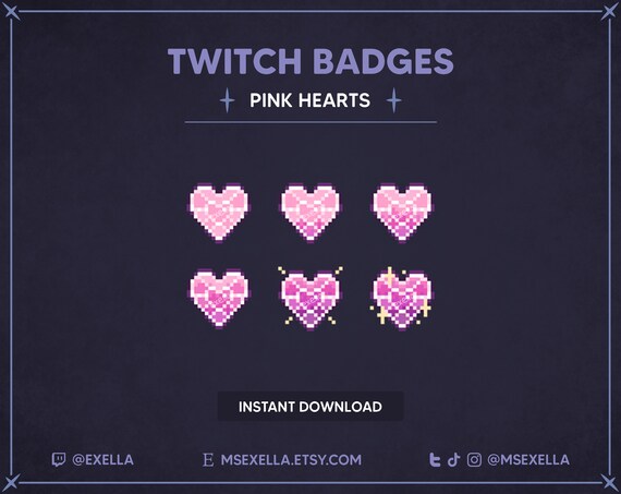 Pink Heart Container Badges Pixel Art Twitch Sub Badges/bit - Etsy