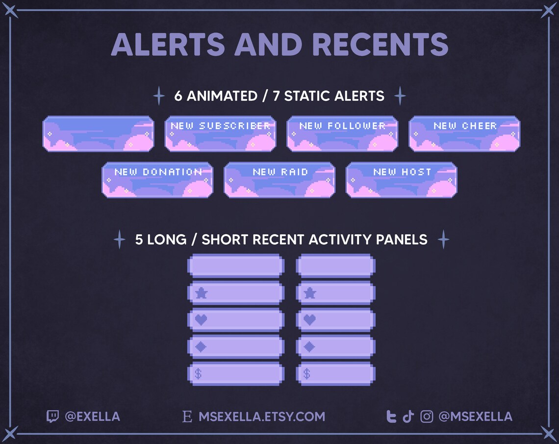 Starry Sky Animated Customizable Stream Overlay Pack Pixel - Etsy