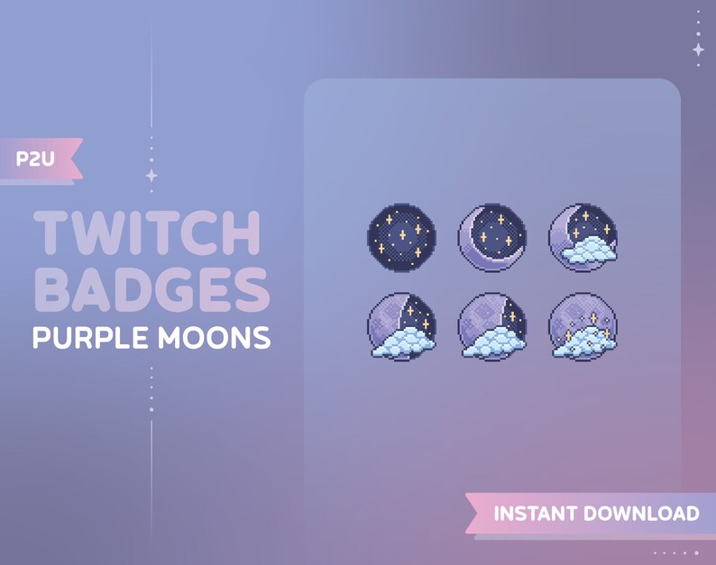 Purple Moon Twitch Sub Badges/bit Badges - Etsy