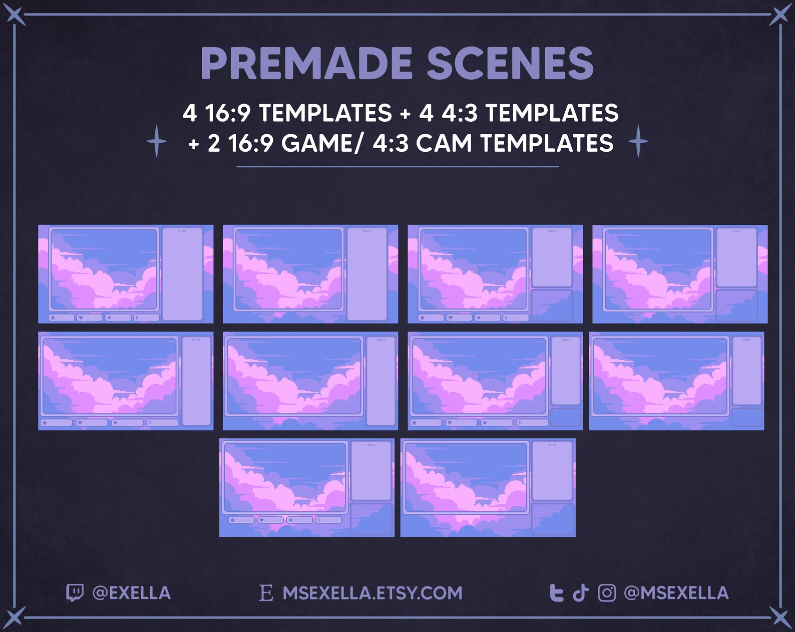 Starry Sky Animated Customizable Stream Overlay Pack Pixel - Etsy