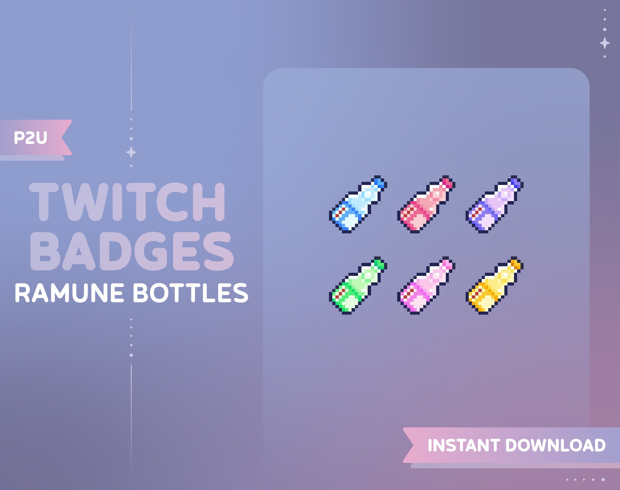 Ramune Bottle Pixel Art Twitch Sub Badges/bit Badges - Etsy