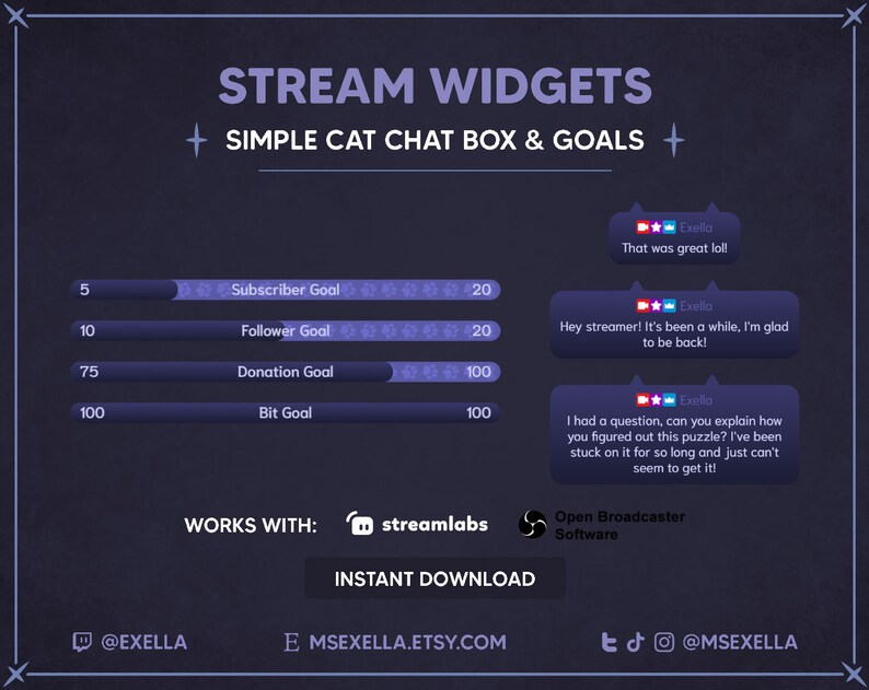Simple Cat Chat and Goals Widget for Streamers - Customizable, for ...