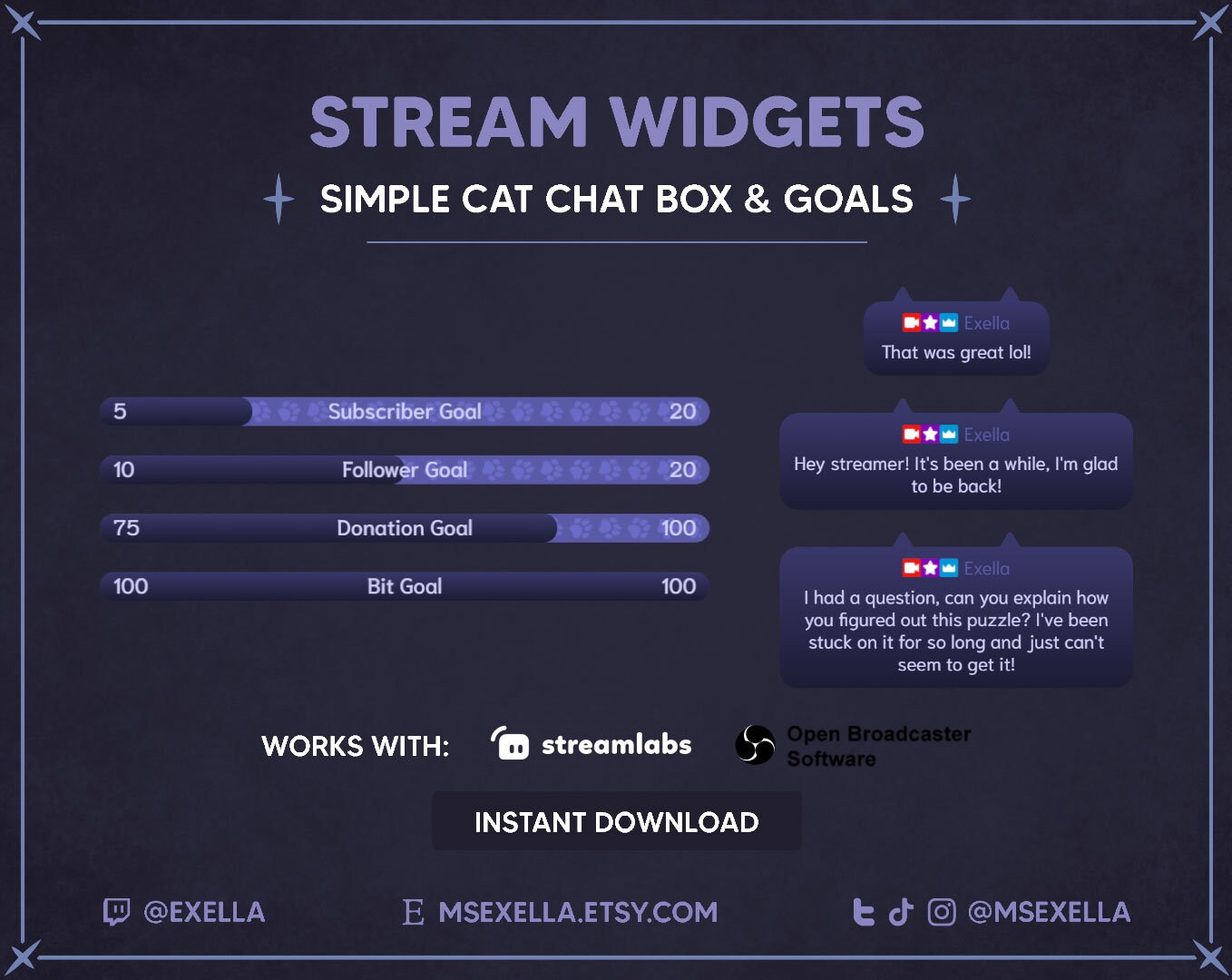 Simple Cat Chat and Goals Widget for Streamers - Customizable, for ...