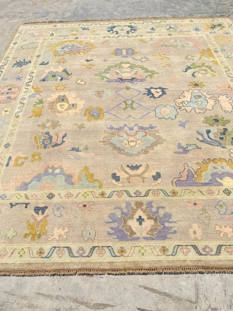 10x14 LT Brown Hand Knotted Oushak 100% Wool Turkish Oushak Design for ...