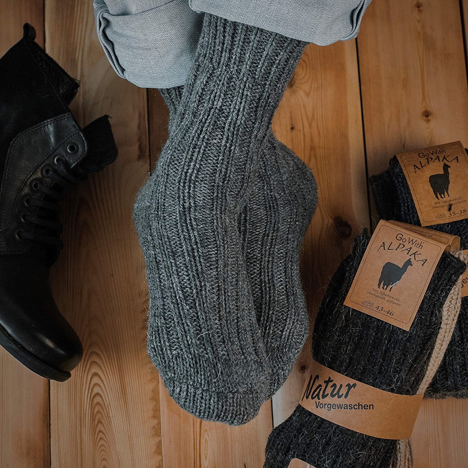 4 PAIRS Alpaca Socks Peruvian Wool Natural Thick Winter Wool Socks for ...