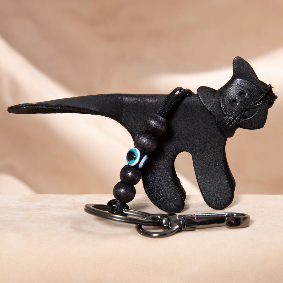 Leather Cat Keychain 5 Colors Hand Crafted Hanging - Etsy