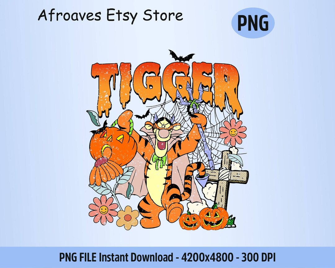 Tiger Cartoon Halloween Art PNG Fun and Spooky Tiger Design - Etsy