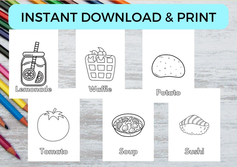 50 Easy Food Coloring Pages for Kids, Toddlers, Preschoolers Toddlers ...