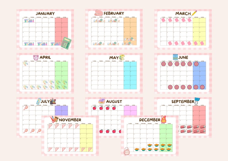 Calendar 2025 Printable, Kids Calendar 2025, Printable Calendar ...