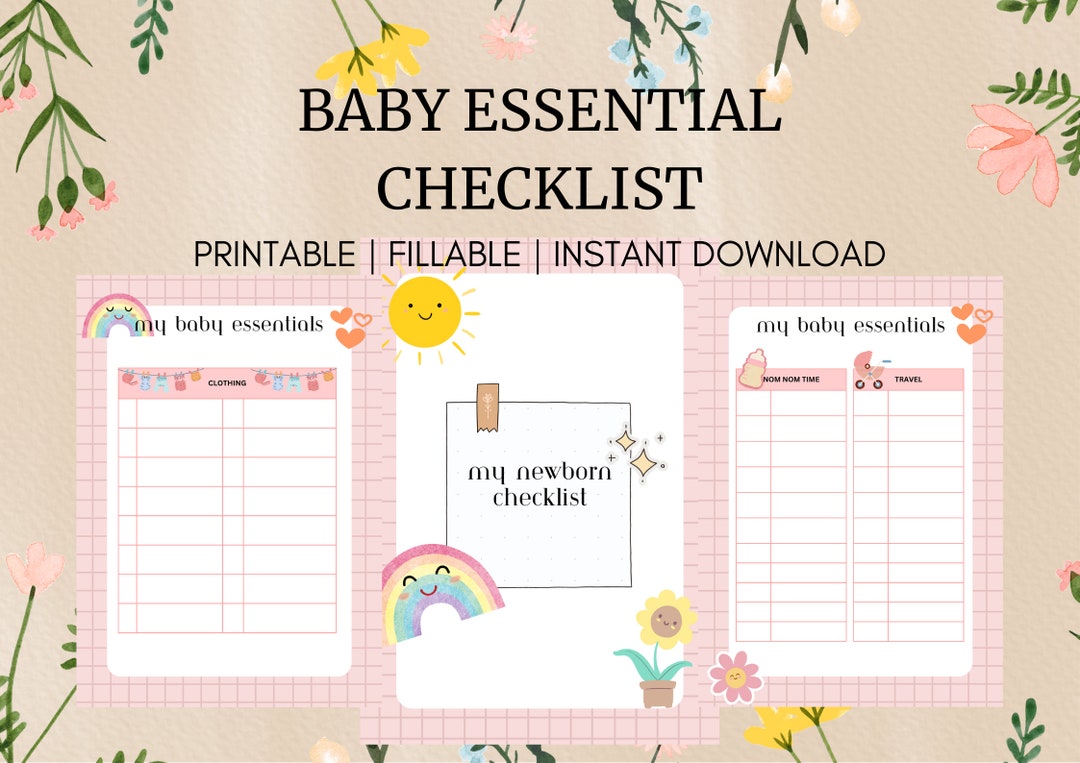 NEWBORN CHECKLIST PLANNER | Printable | Editable | Fillable ...