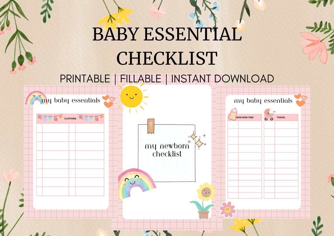 NEWBORN CHECKLIST PLANNER | Printable | Editable | Fillable ...