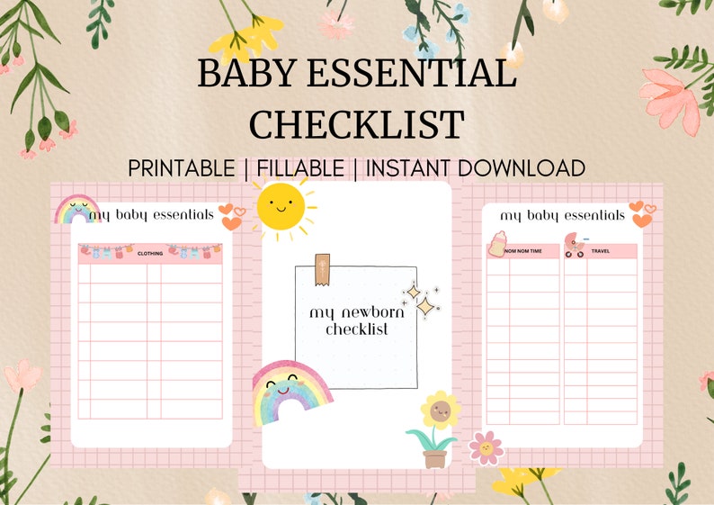 NEWBORN CHECKLIST PLANNER | Printable | Editable | Fillable ...