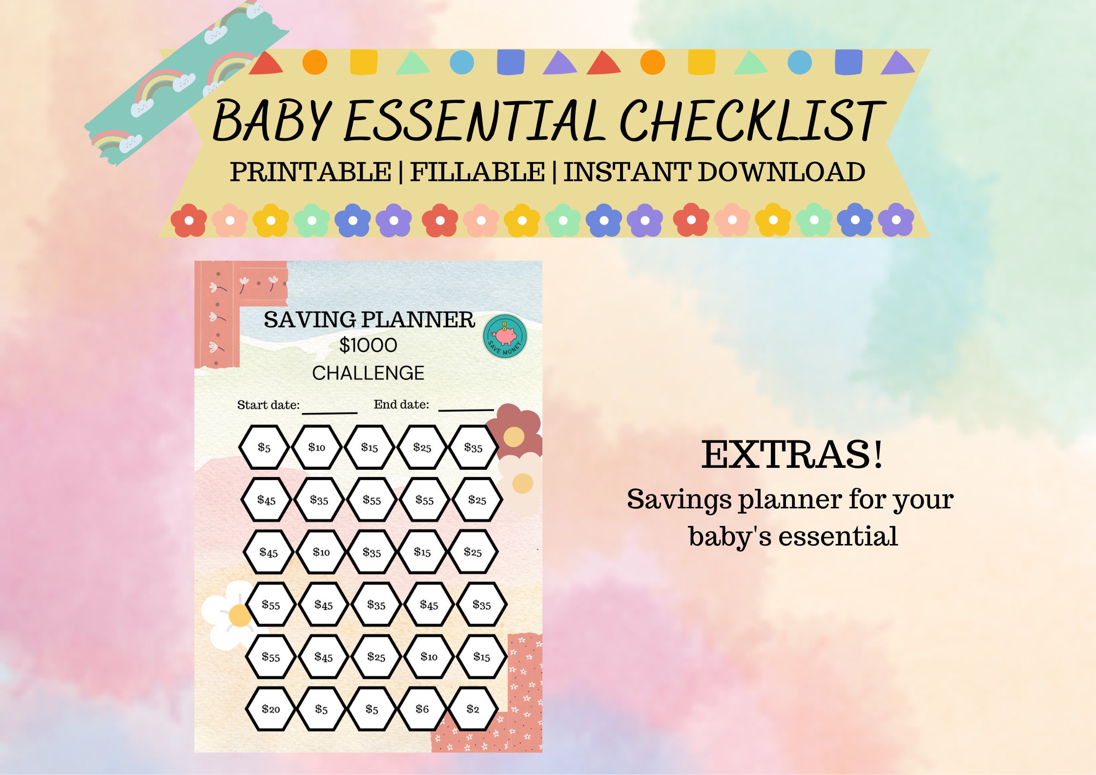 BABY ESSENTIAL CHECKLIST | Printable | Editable | Fillable ...