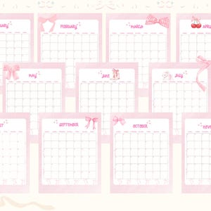 Coquette Pink Calendar 2025 Printable, Kids Calendar 2025,printable ...