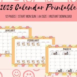 Calendar 2025 Printable, Kids Calendar 2025, Printable Calendar ...