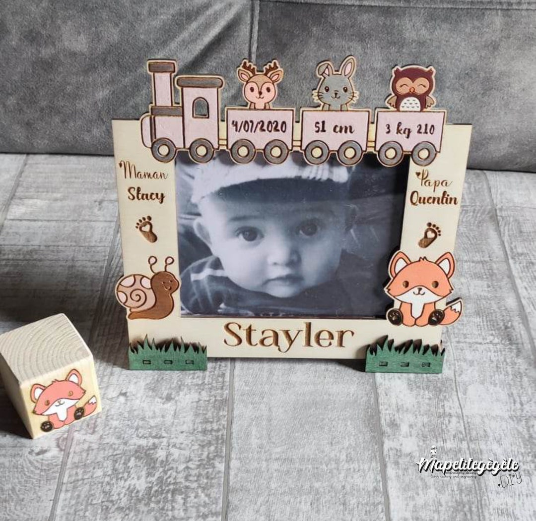 Personalized Baby Photo Frame Little Train - Theme: Forest Animals ...