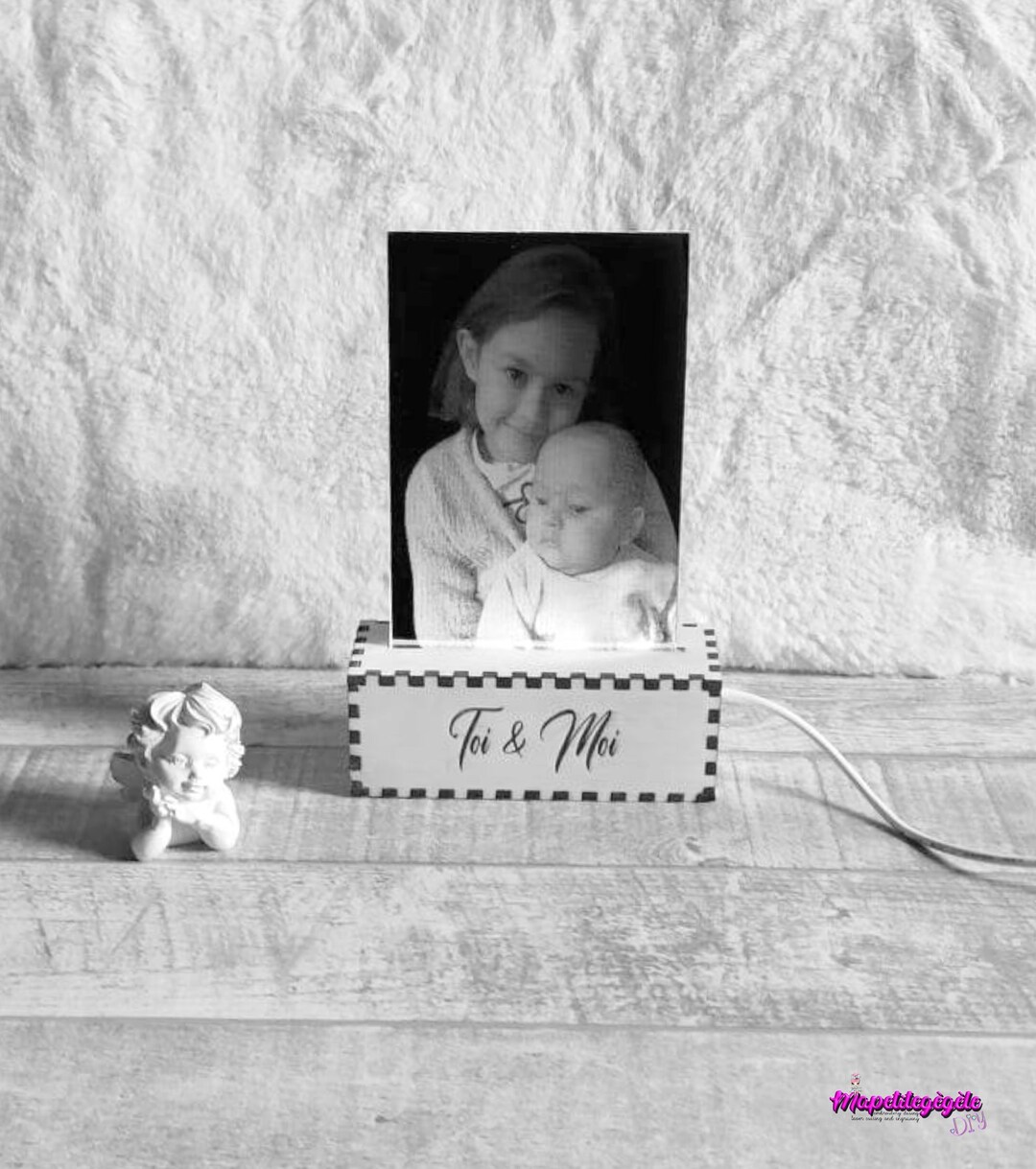 Led Night Lamp With Mirror Photo Engraving, Personalized Led Table Lamp ...