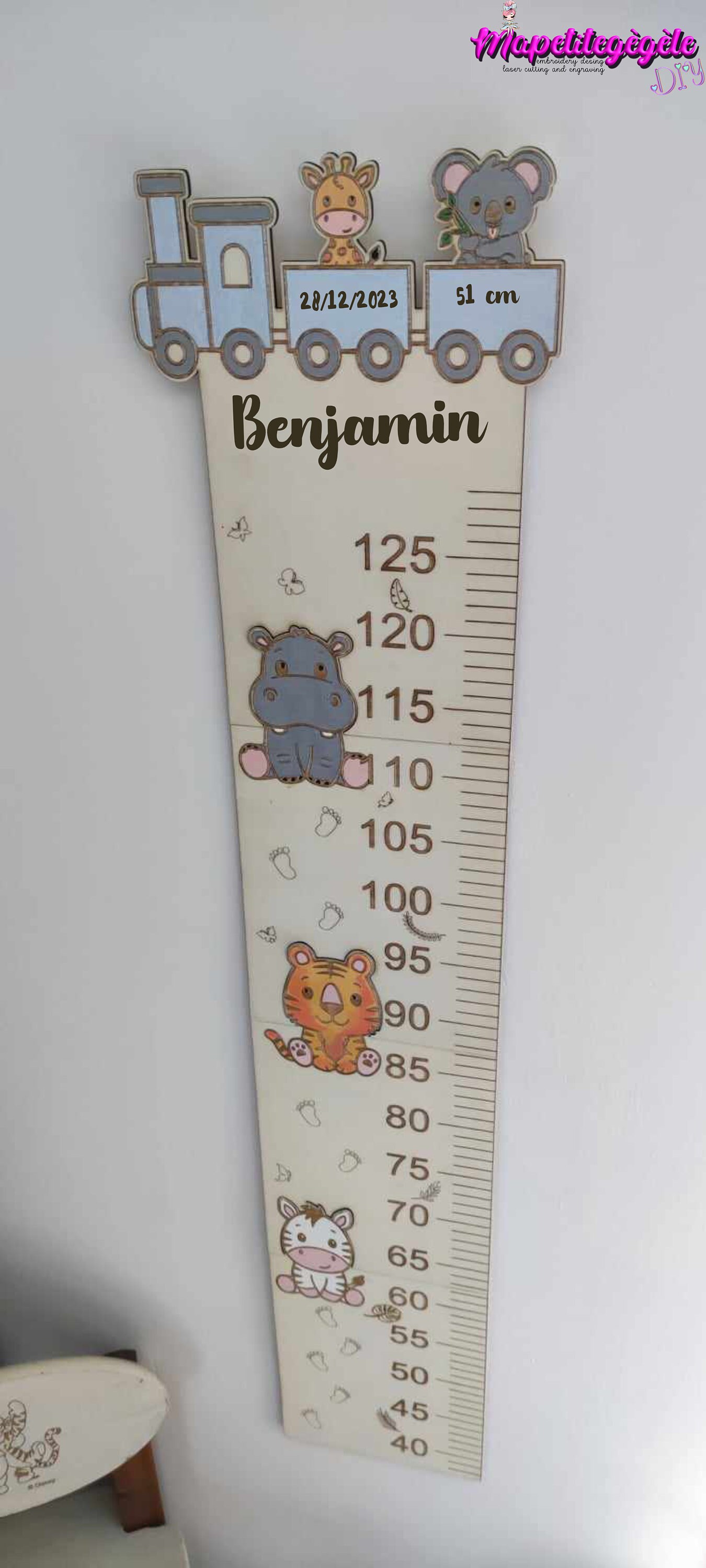 Height Chart for Children - Personalized Growth Curve - Wooden Growth ...