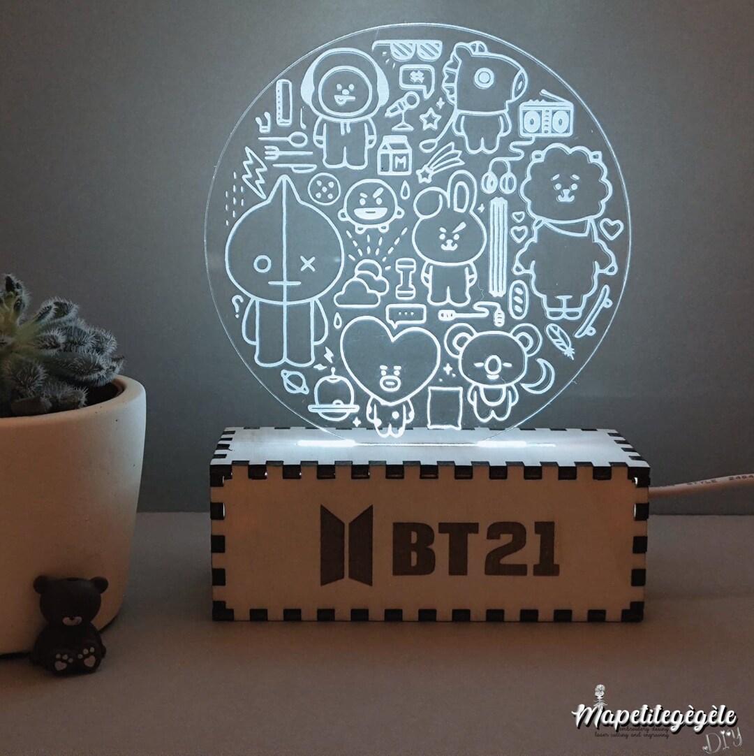BT21 Night Led Lamp, Custom Led Table Lamp, Custom Night Light, 3D ...