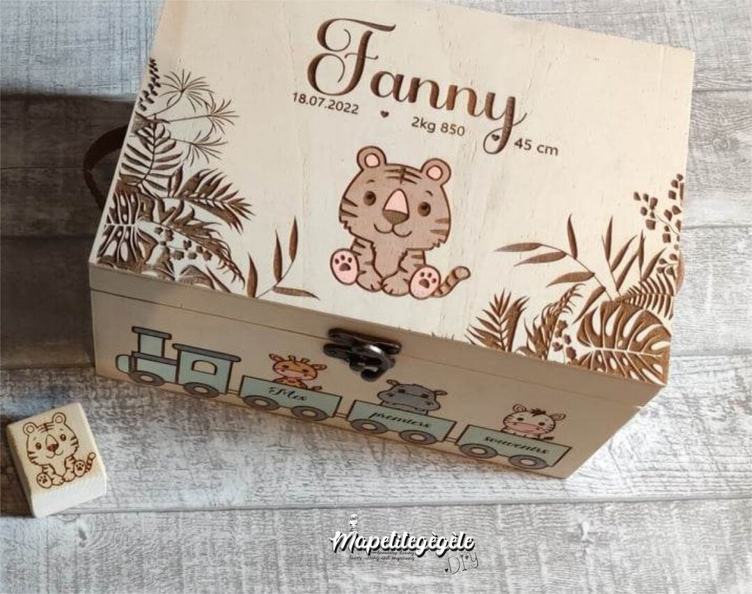 Personalized Memory Box - Theme: Savanna Animals - Treasure Chest ...