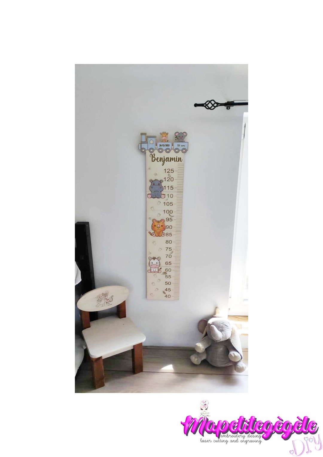 Height Chart for Children - Personalized Growth Curve - Wooden Growth ...