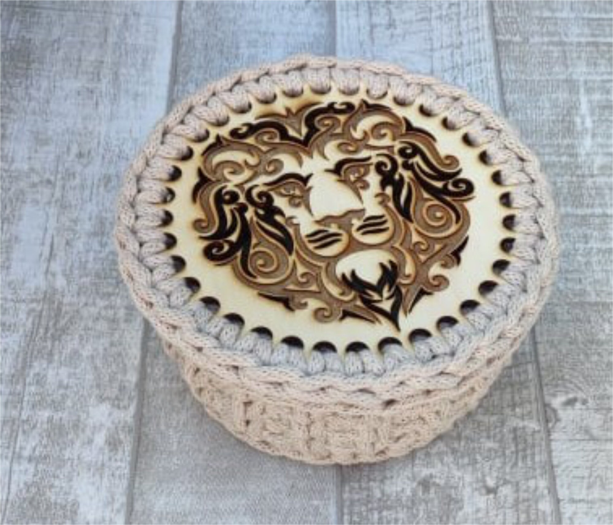 Wooden Base for Laser-cut Crochet Basket, 15 Cm Round Poplar Plywood ...