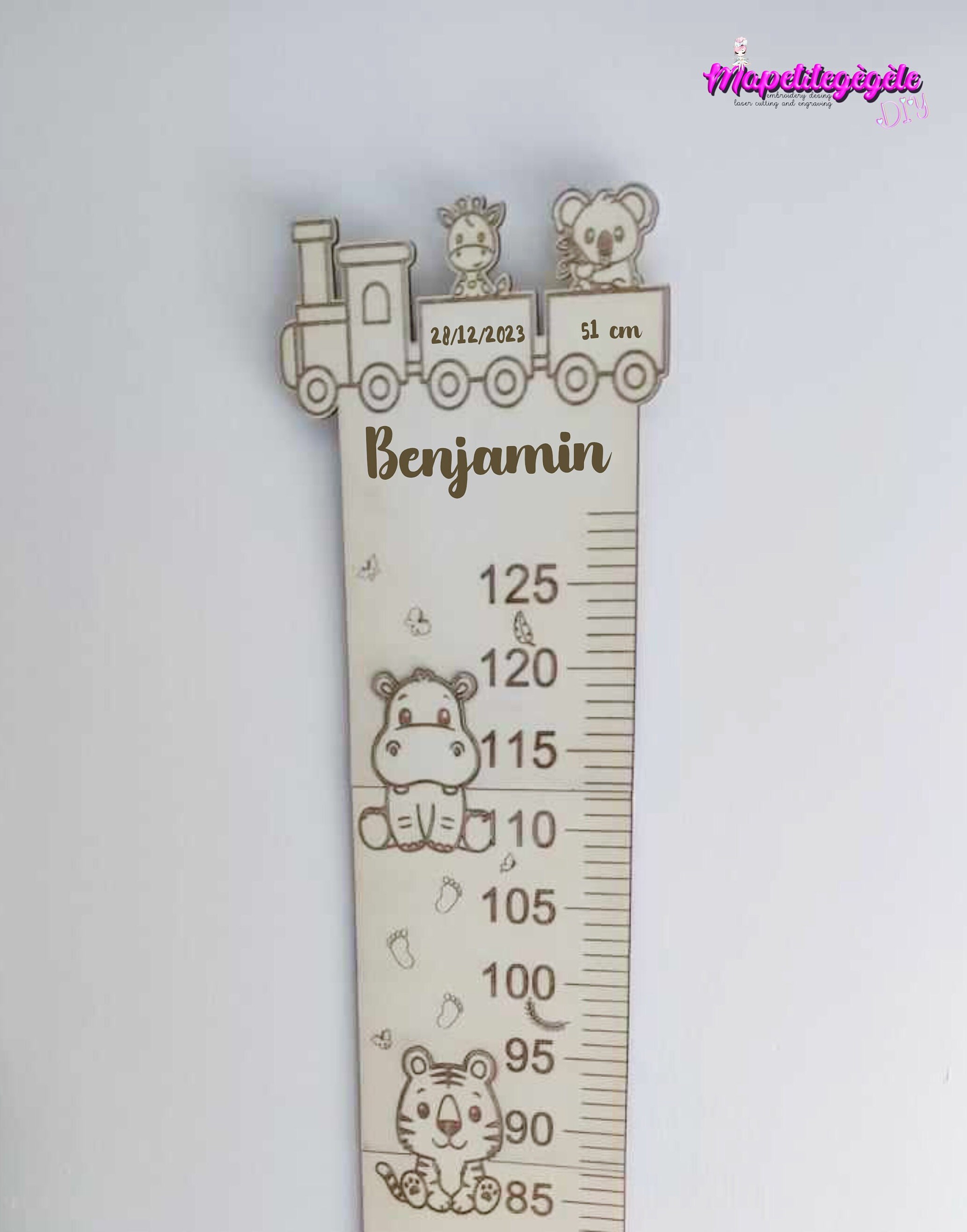 Height Chart for Children - Personalized Growth Curve - Wooden Growth ...