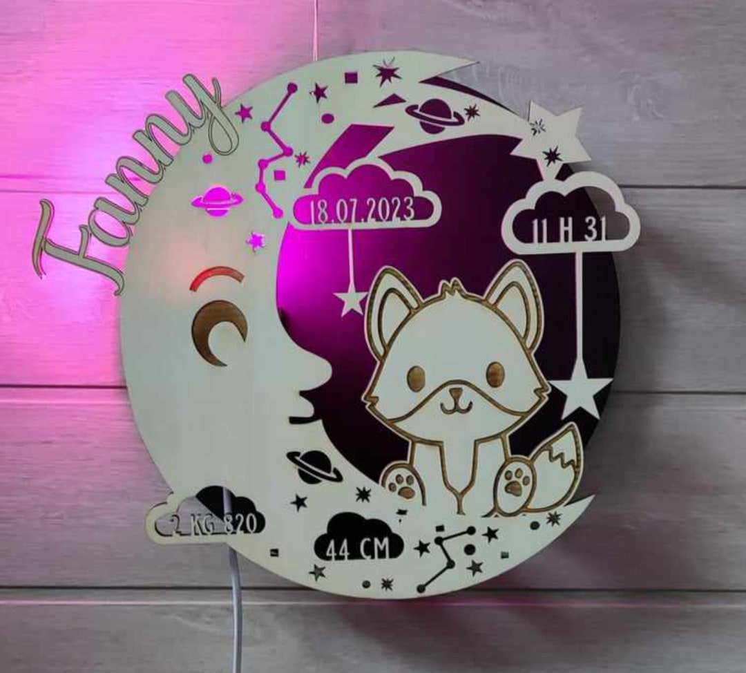 Personalized Lamp Fox Lamp Personalized Night Light Moon Night Light ...