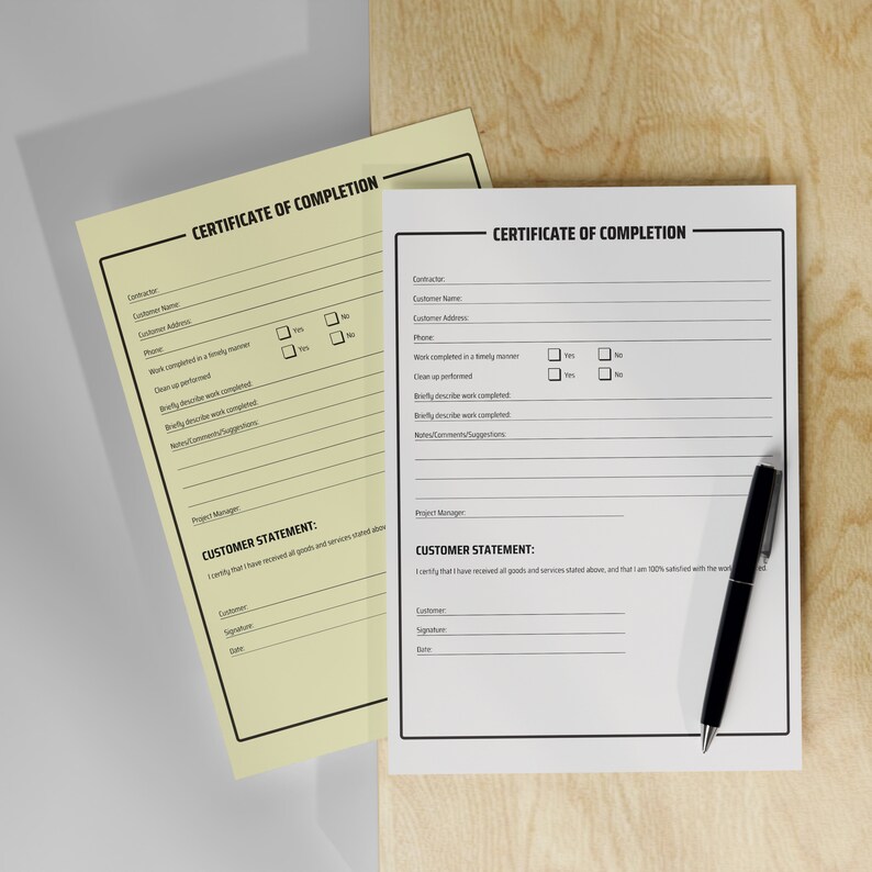 Certificate of Completion - NCR Form (pack of 10) - Etsy