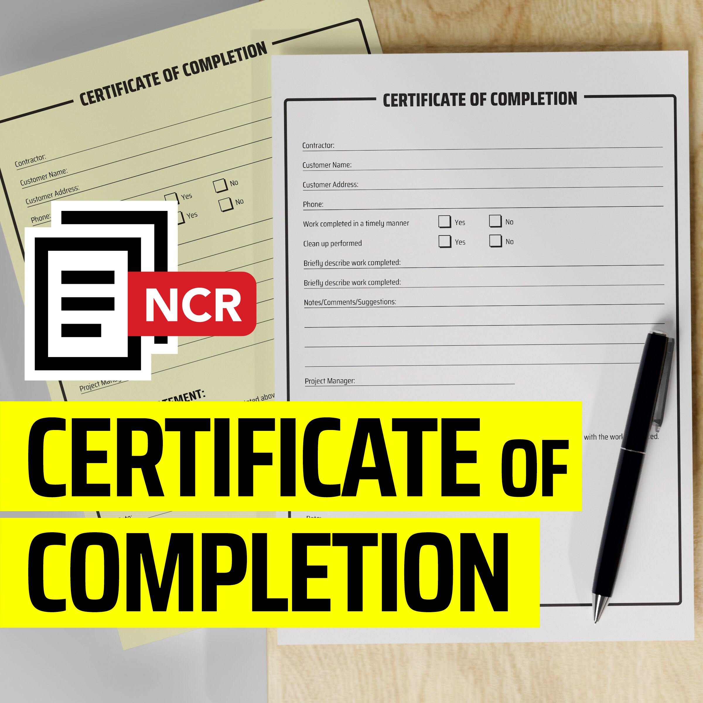 Certificate of Completion - NCR Form (pack of 10) - Etsy