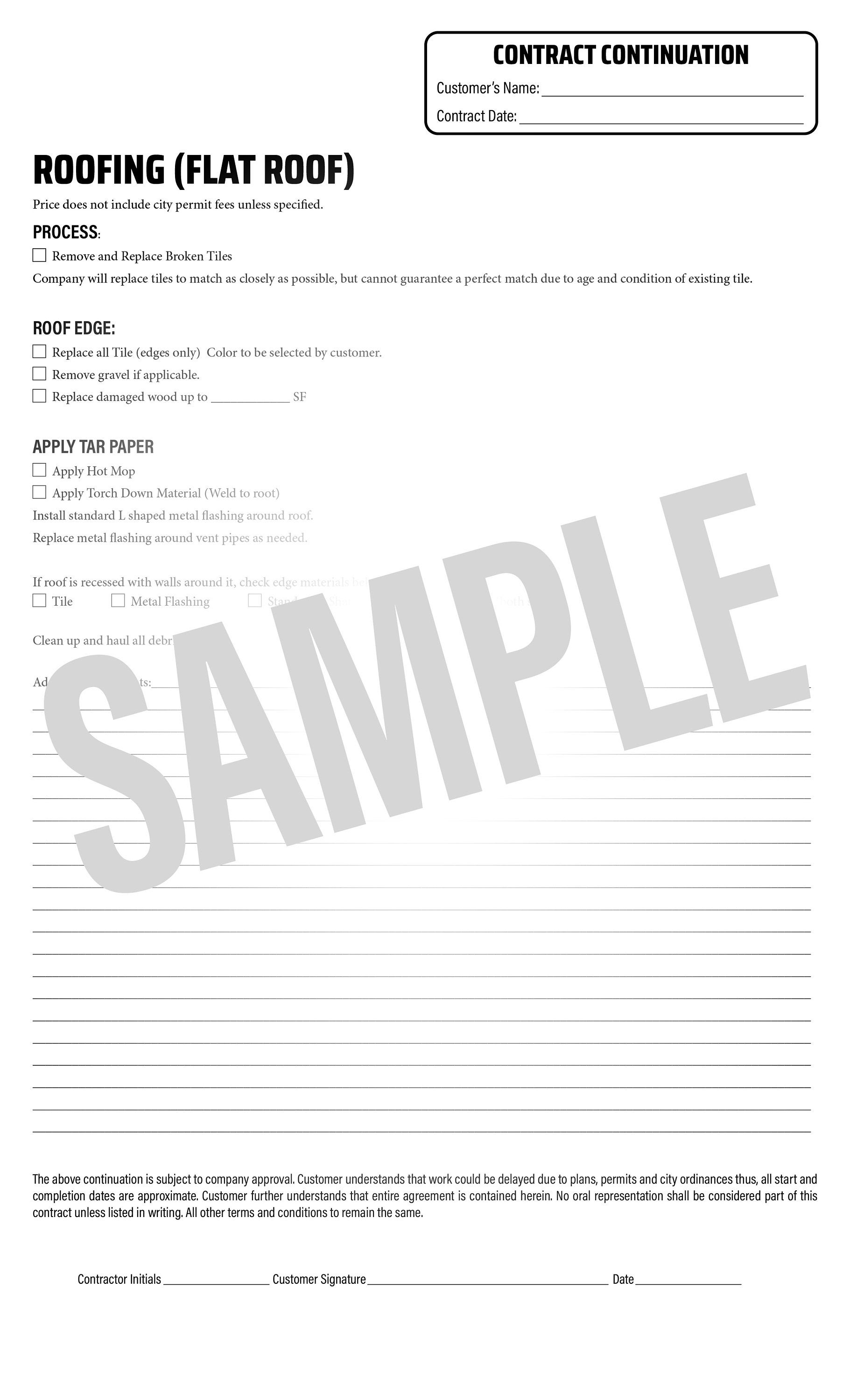 ROOFING Addendum (flat / Pitched Roof) - NCR Form (pack of 10) - Etsy