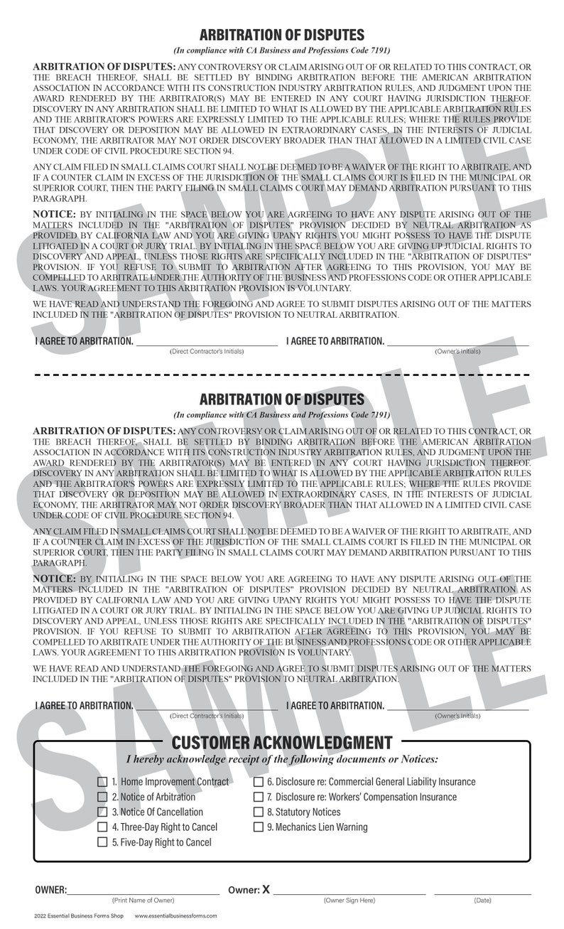 Fillable PDF Swimming Pool Construction Contract Pack for Remodeling ...