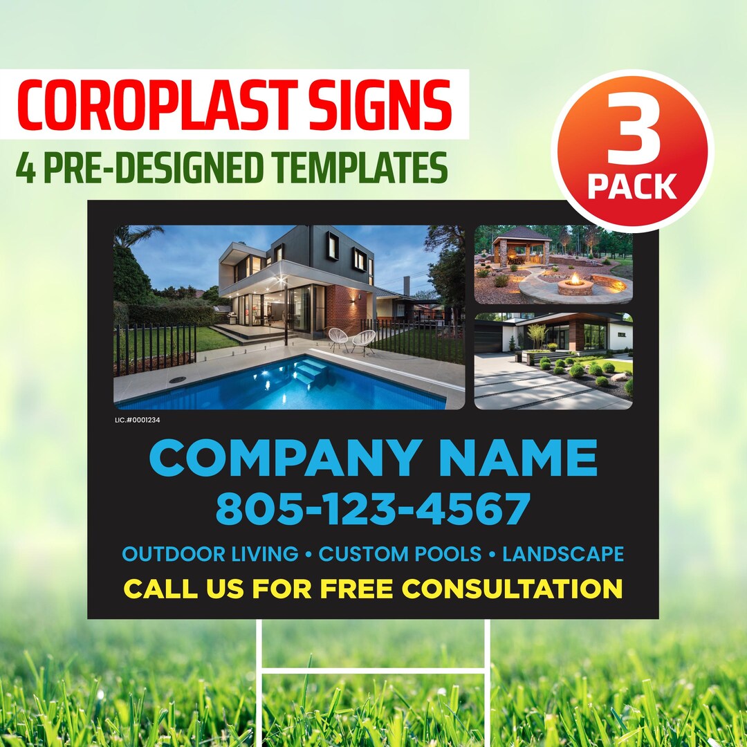Coroplast Signs for Construction Contractors (pack of 3) - Double-sided ...