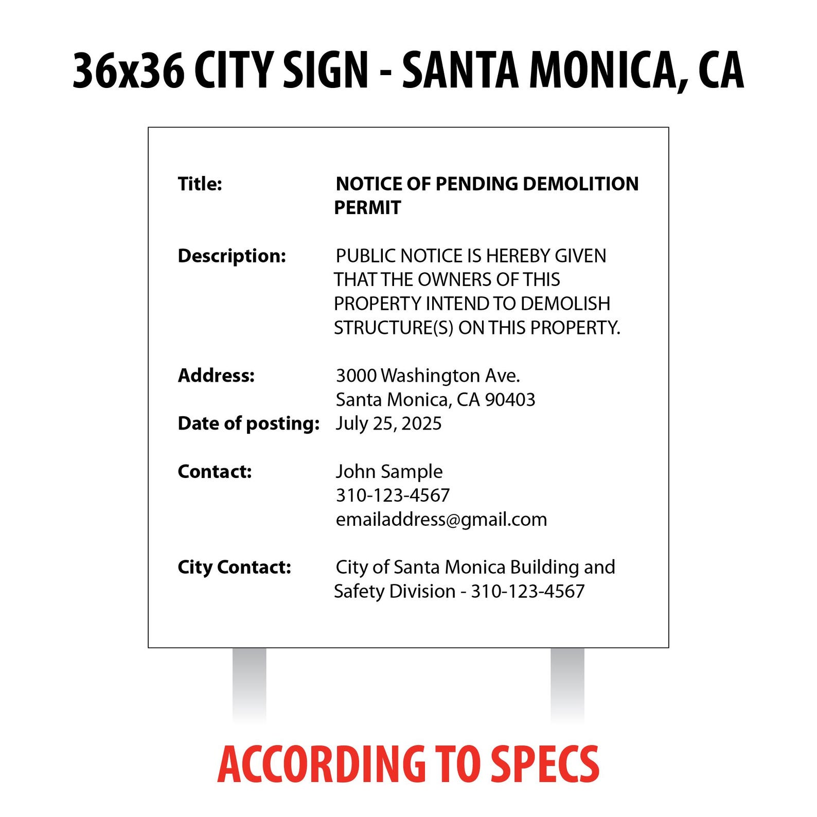 Custom City Permit Sign – 3×3 Ft Coroplast Outdoor Sign, Waterproof ...