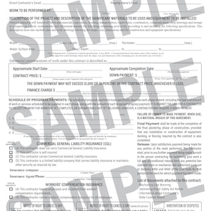 Fillable PDF Swimming Pool Construction Contract Pack for Remodeling ...