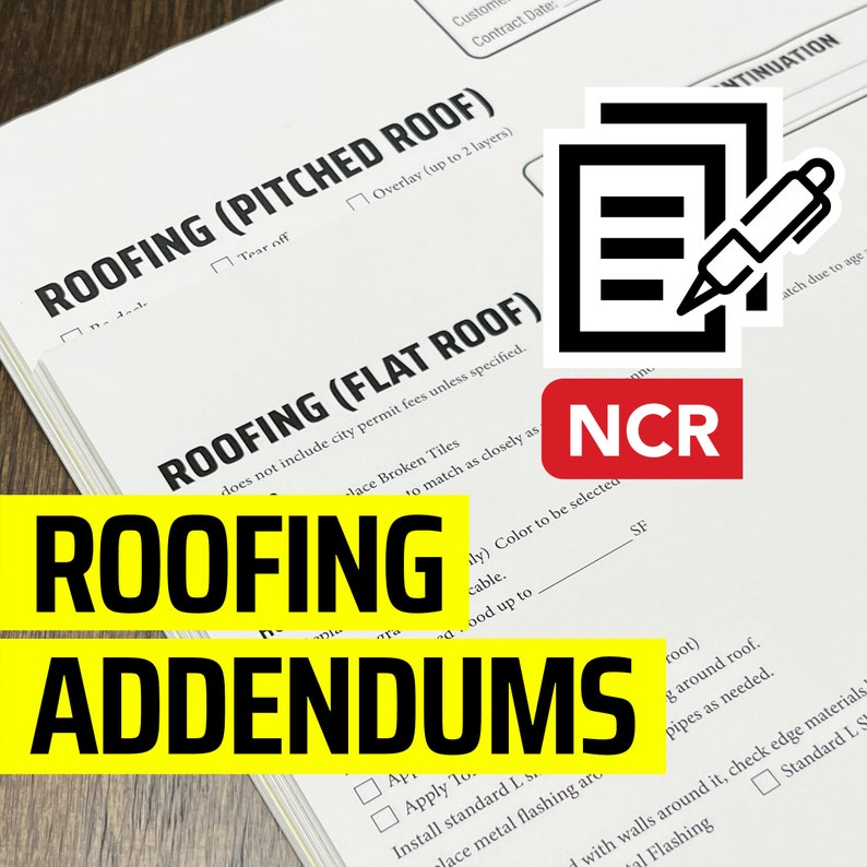 ROOFING Addendum (flat / Pitched Roof) - NCR Form (pack of 10) - Etsy