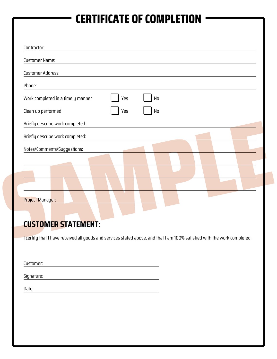 Certificate of Completion - NCR Form (pack of 10) - Etsy