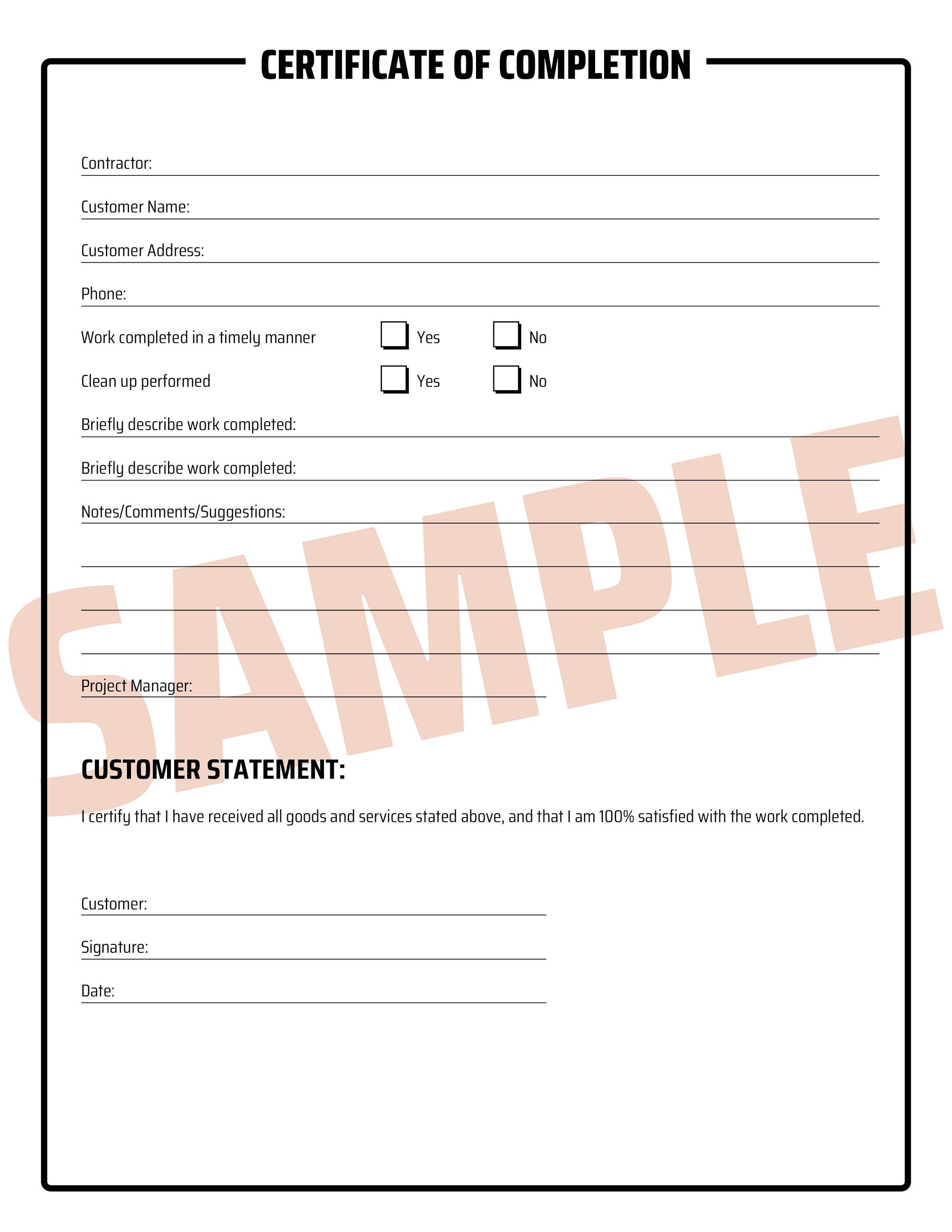 Certificate of Completion - NCR Form (pack of 10) - Etsy